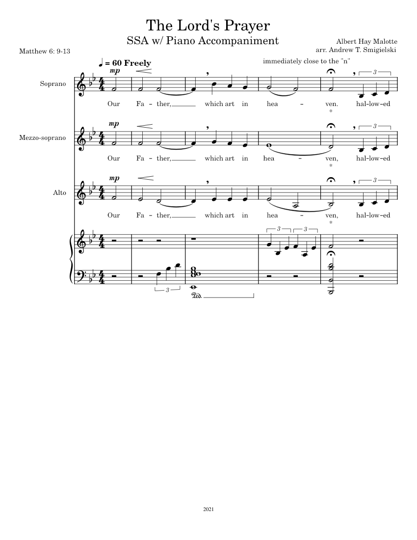 The Lord's Prayer with Piano more arpeggios Sheet music for Piano ...