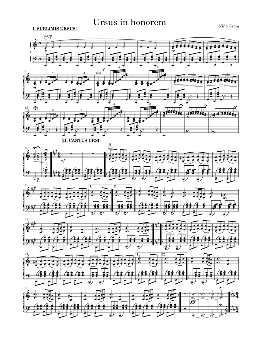 Ursus in Honorem Sheet music for Piano (Solo) | Musescore.com