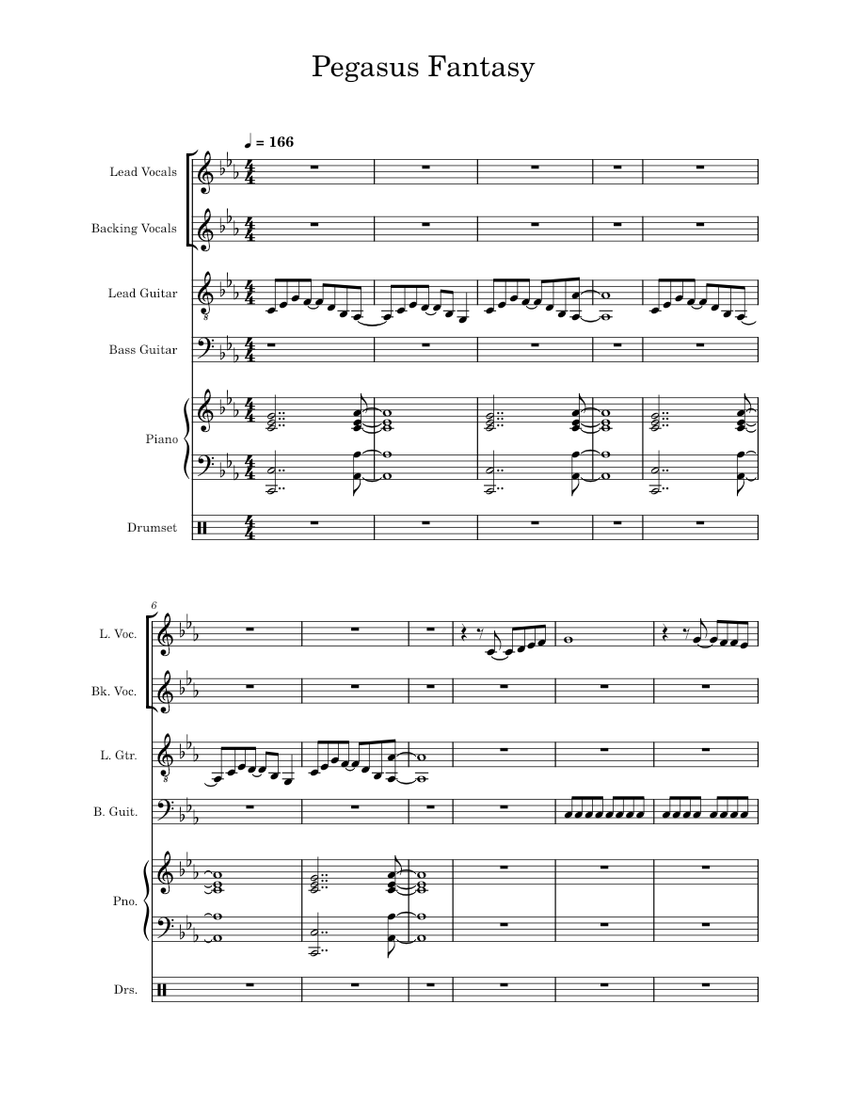 Pegasus_Fantasy Sheet music for Piano, Vocals, Guitar, Bass guitar ...