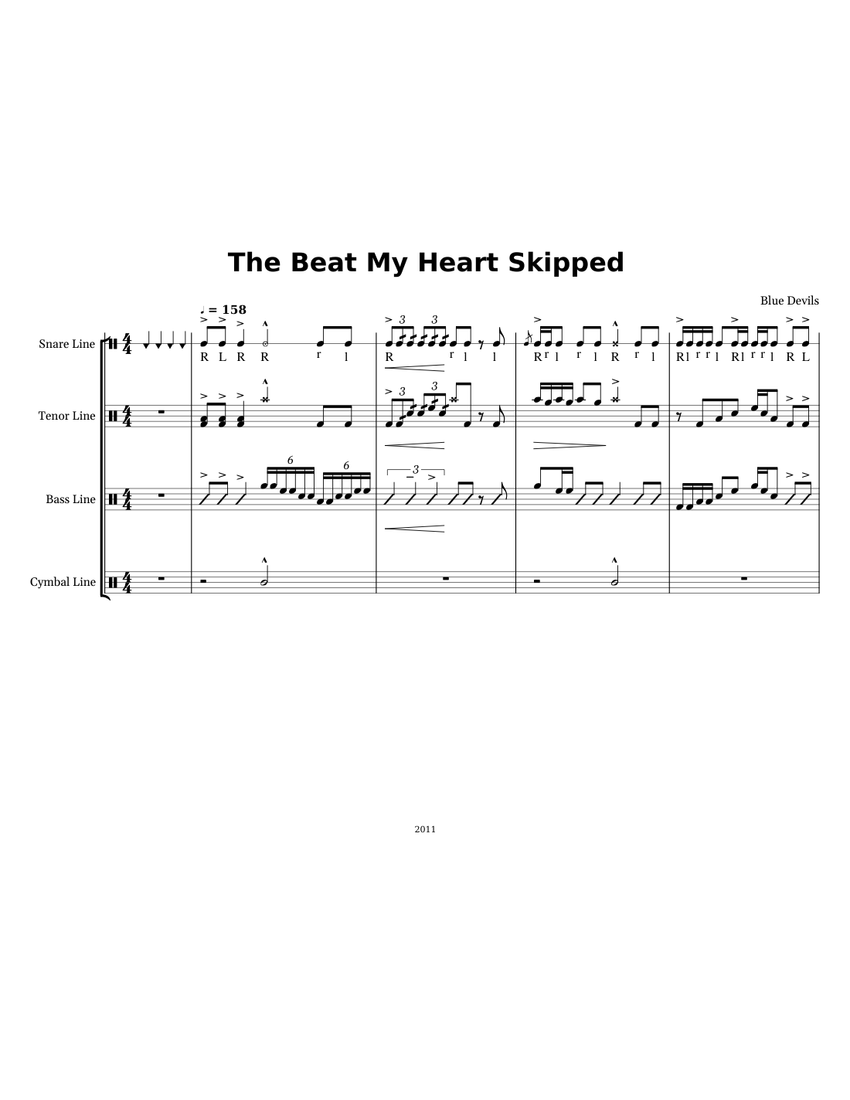 The_Beat_My_Heart_Skipped Sheet music for Snare drum, Crash, Tenor drum ...