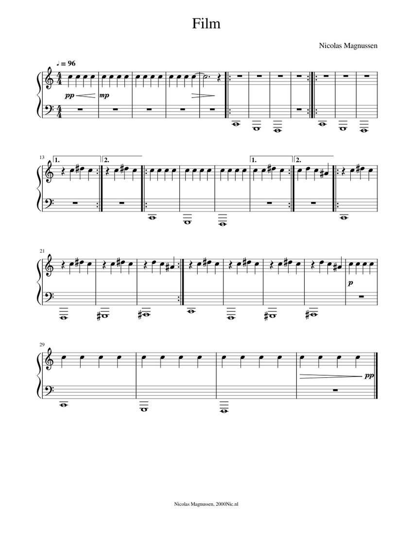 Film music Sheet Music for Piano (Solo) Easy | MuseScore.com