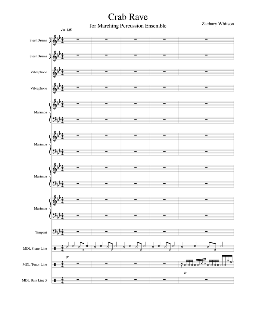 Crab Rave - Marching Percussion Ensemble Sheet music for Timpani ...