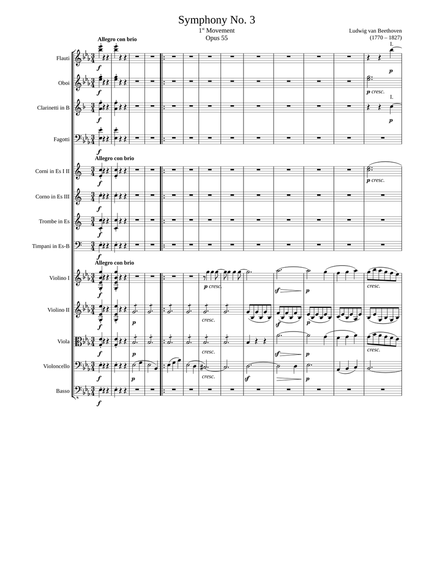 Symphony No. 3 1st Movement Sheet music for Flute, Oboe, Clarinet in b-flat, Bassoon & more ...