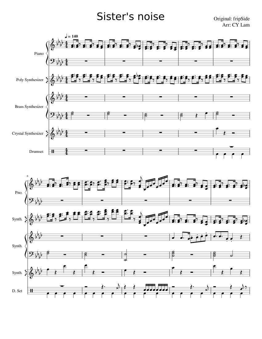 Sister's noise (Band arrangement) Sheet music for Piano, Drum group ...