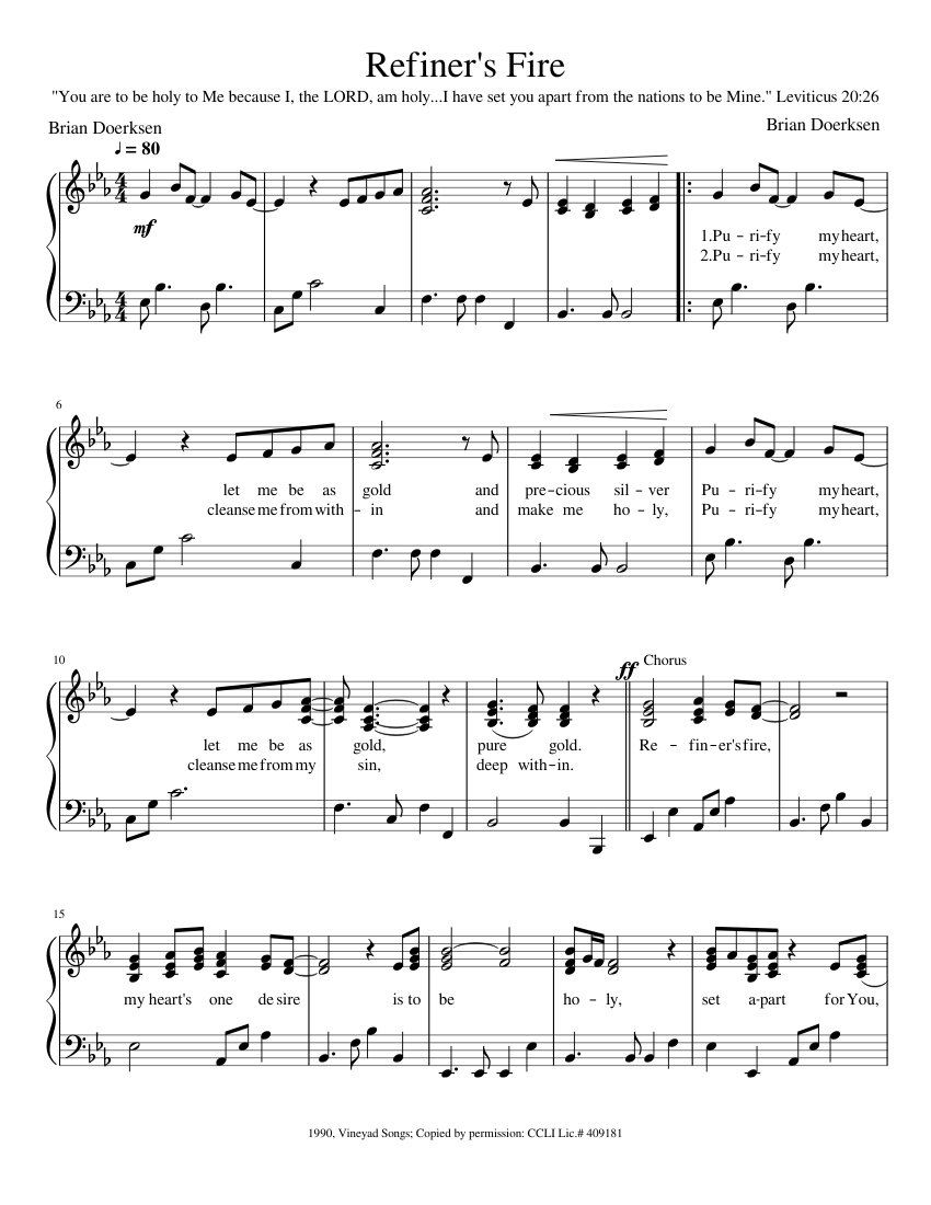 Refiner's Fire Sheet Music for Piano (Solo) easy | MuseScore.com