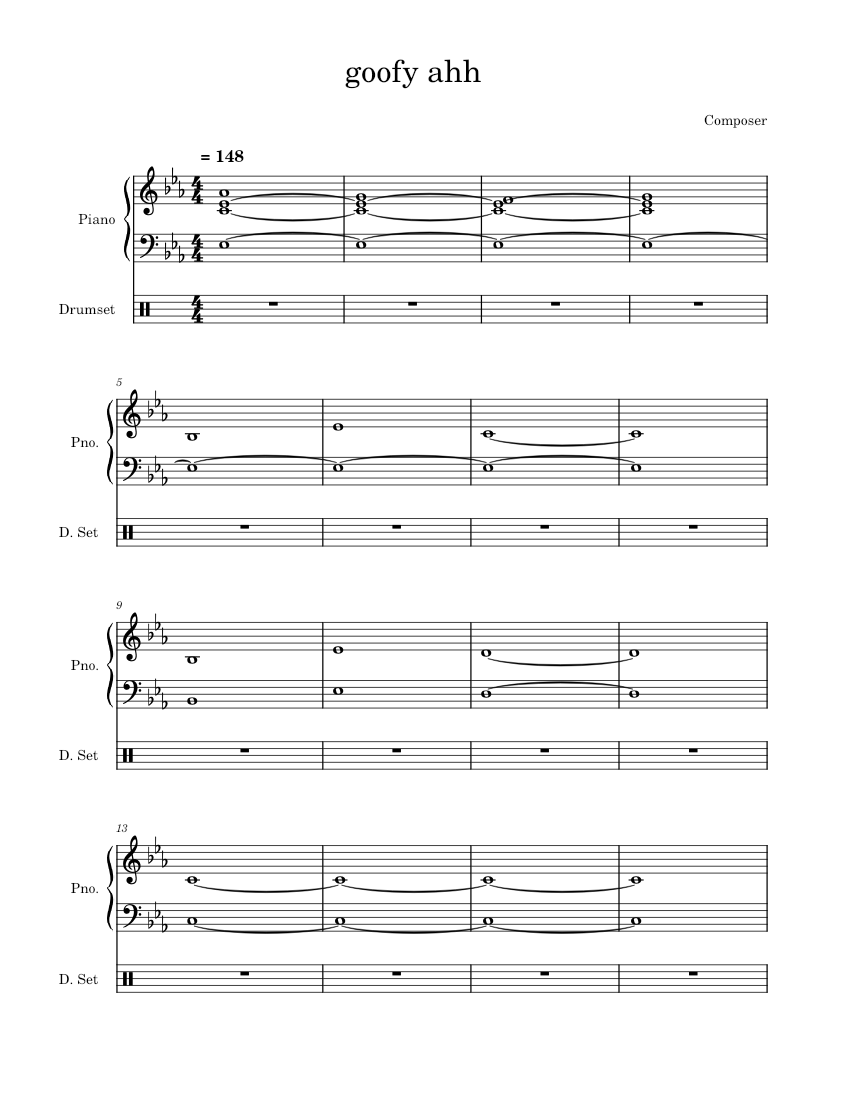 goofy ahh Sheet Music for Piano, Drum group (Solo) | MuseScore.com