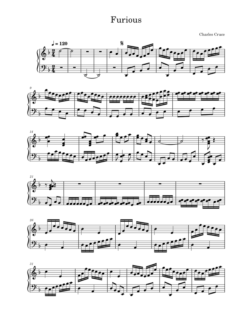 Furious Sheet music for Piano (Solo) | Musescore.com