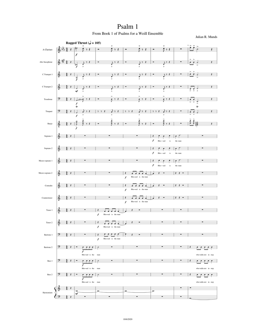 Psalm 1 for Weill Ensemble - Julian R. Munds Sheet Music for Trombone ...