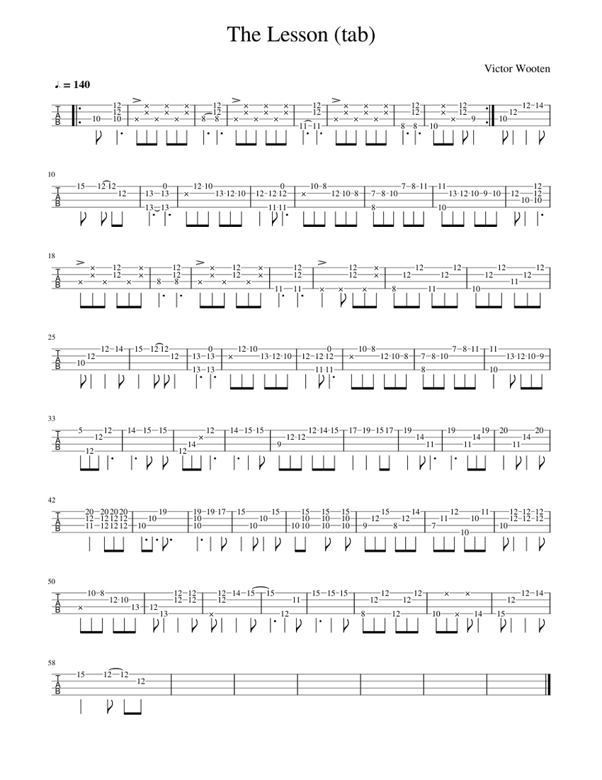 The Lesson (tab) Sheet music for Bass guitar (Solo) | Musescore.com