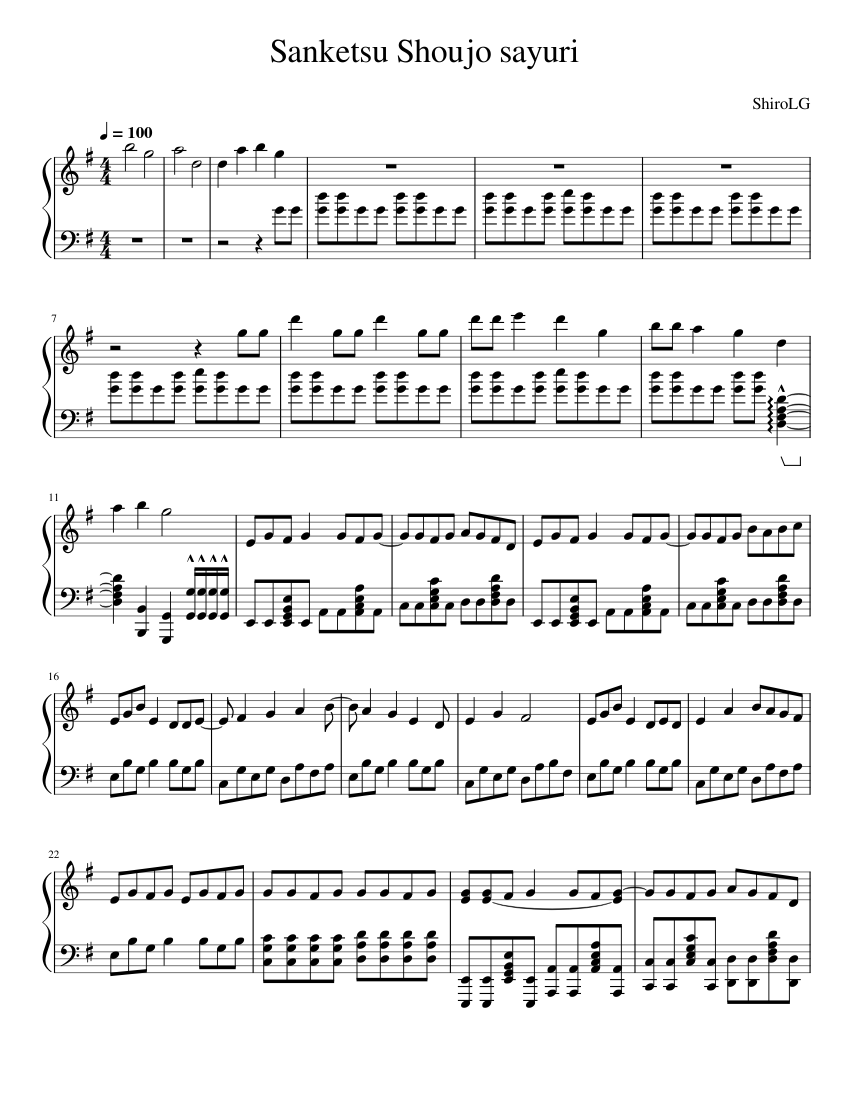 Sanketsu shoujo Sayuri – Sayuri Sayuri – Sanketsu Shoujo Sheet Music ...