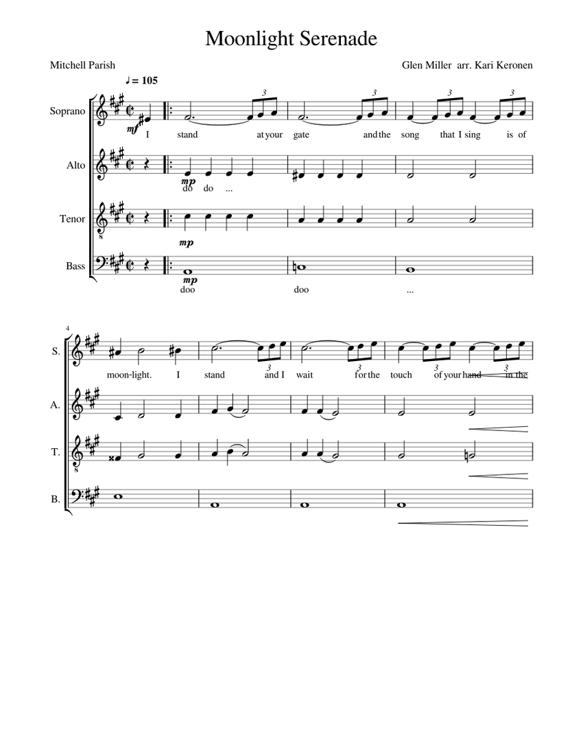 Moonlight Serenade – Glen Miller Moonlight Serenade Sheet music for ...