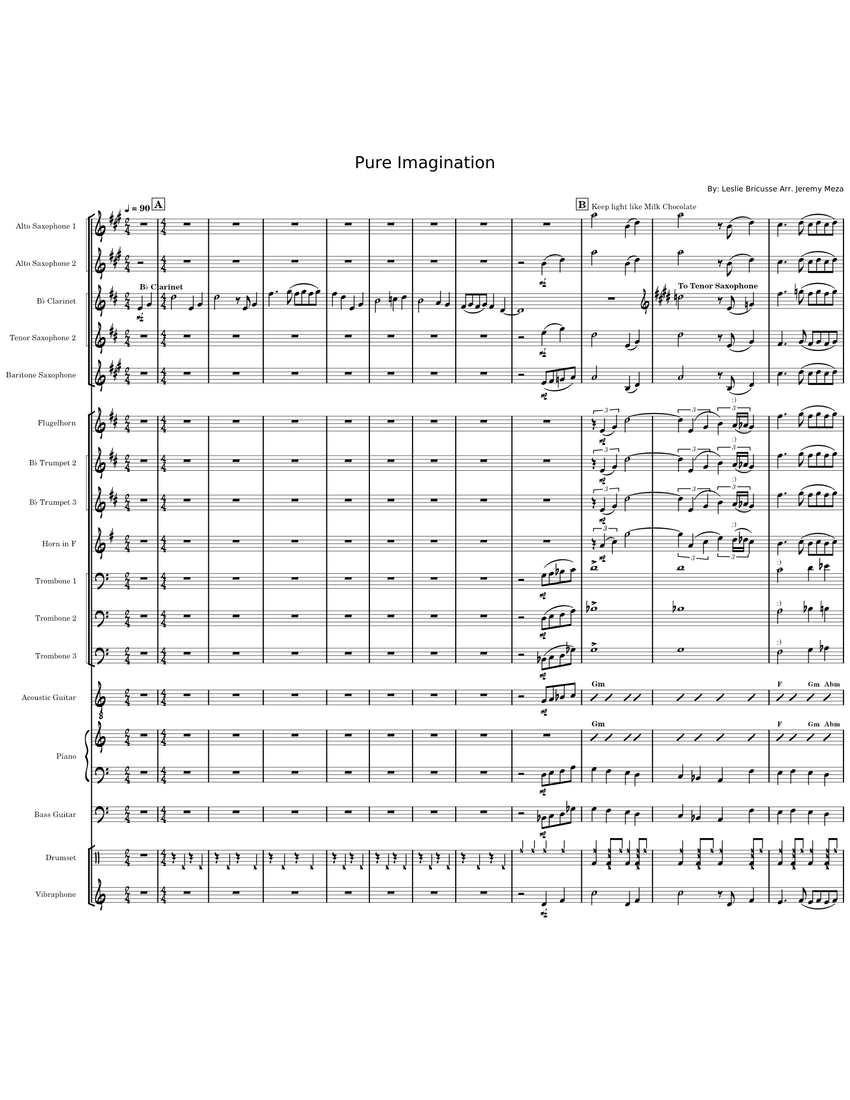 Pure_Imagination Sheet music for Piano, Trombone, Flugelhorn, Saxophone ...