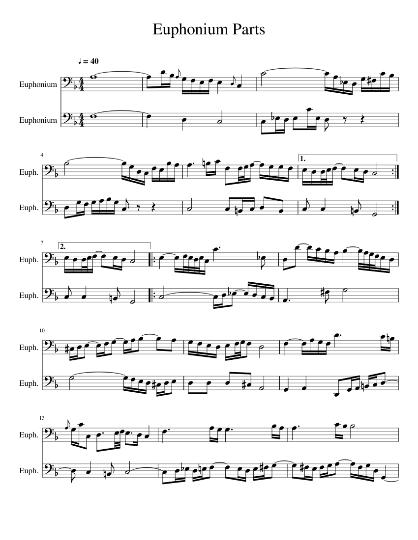 Euphonium Parts Sheet music for Euphonium (Brass Duet) | Musescore.com