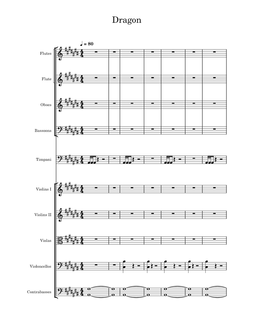 Dragon Sheet music for Flute, Oboe, Bassoon, Timpani & more instruments ...