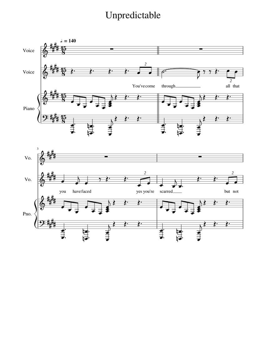 Unpredictable Sheet music for Piano, Vocals (Mixed Trio) | Musescore.com