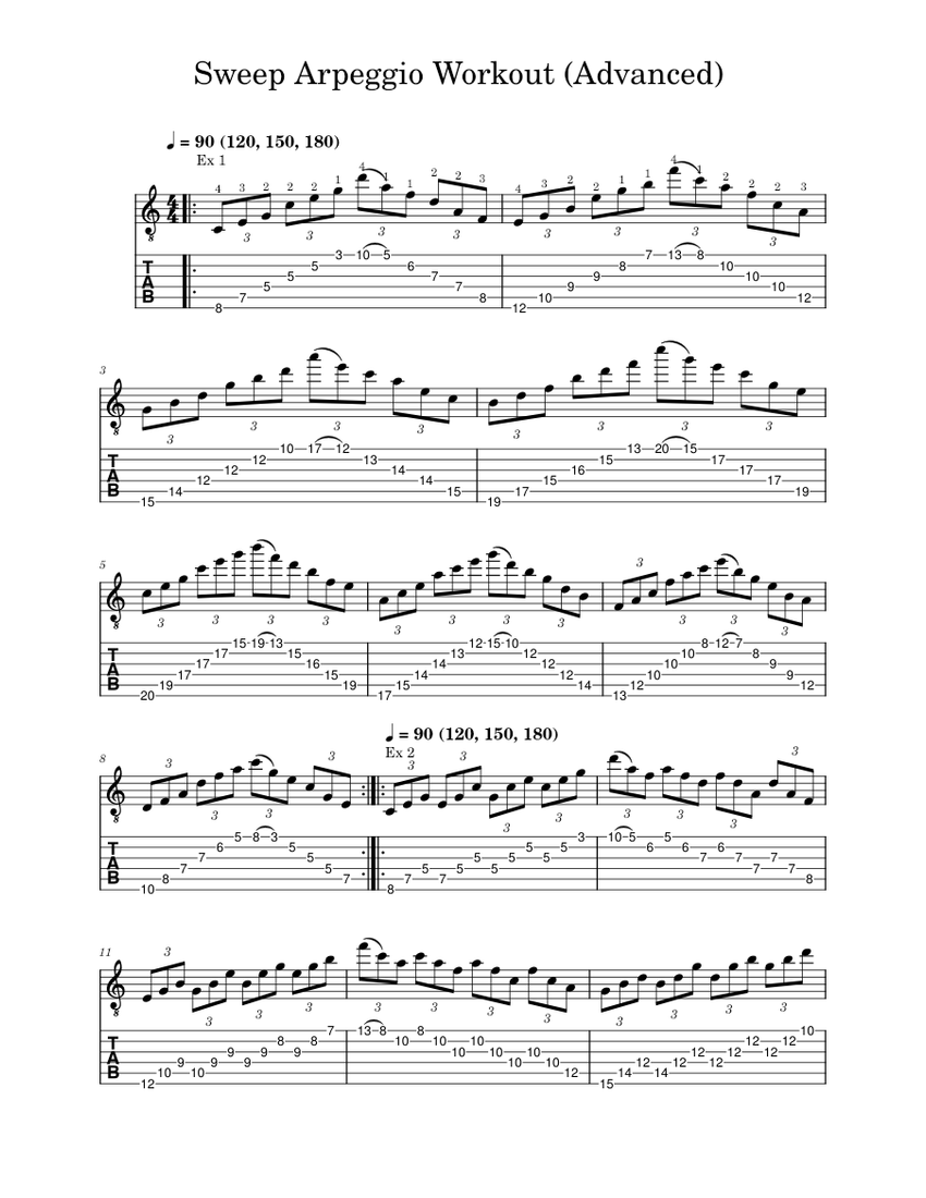 Sweep Arpeggio Workout (Advanced) Sheet music for Guitar (Solo ...