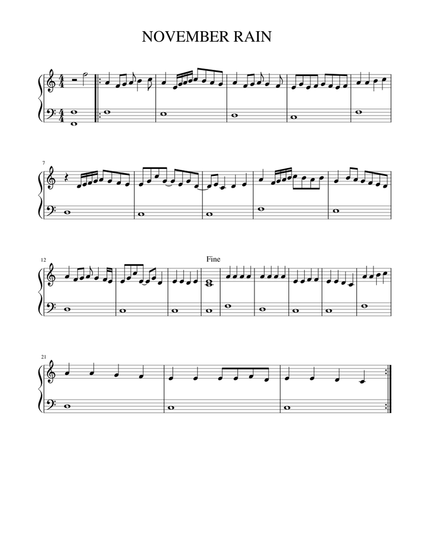 November rain Sheet music for Piano (Solo) | Musescore.com