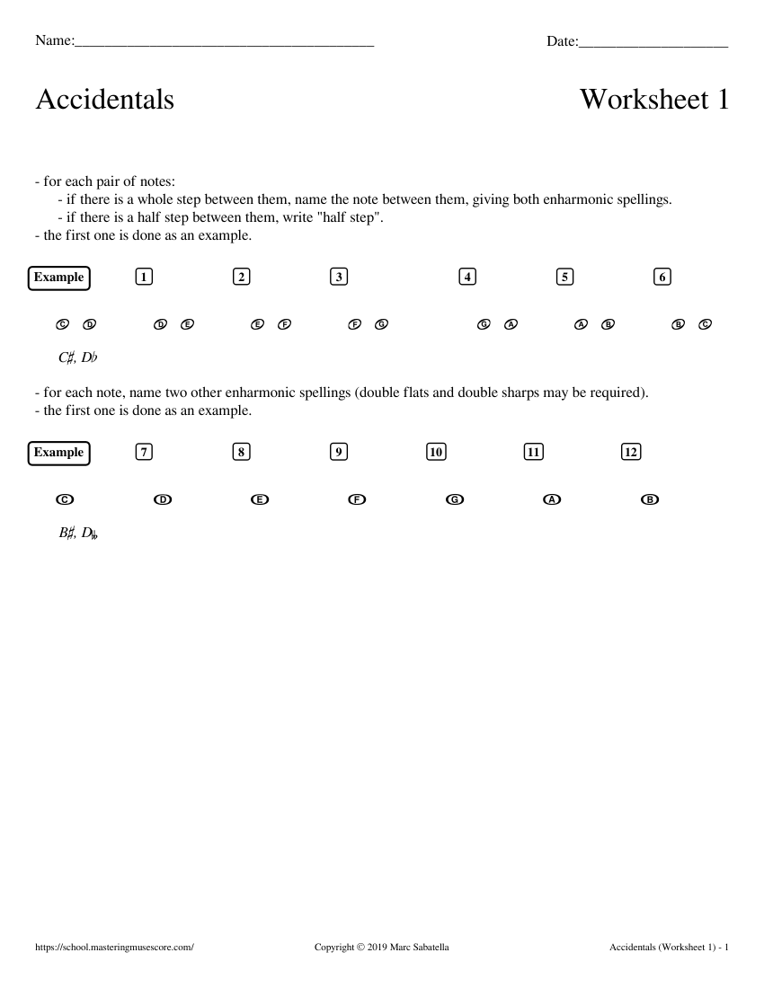 Accidentals (Worksheet 1) Sheet Music for Piano (Solo) | MuseScore.com