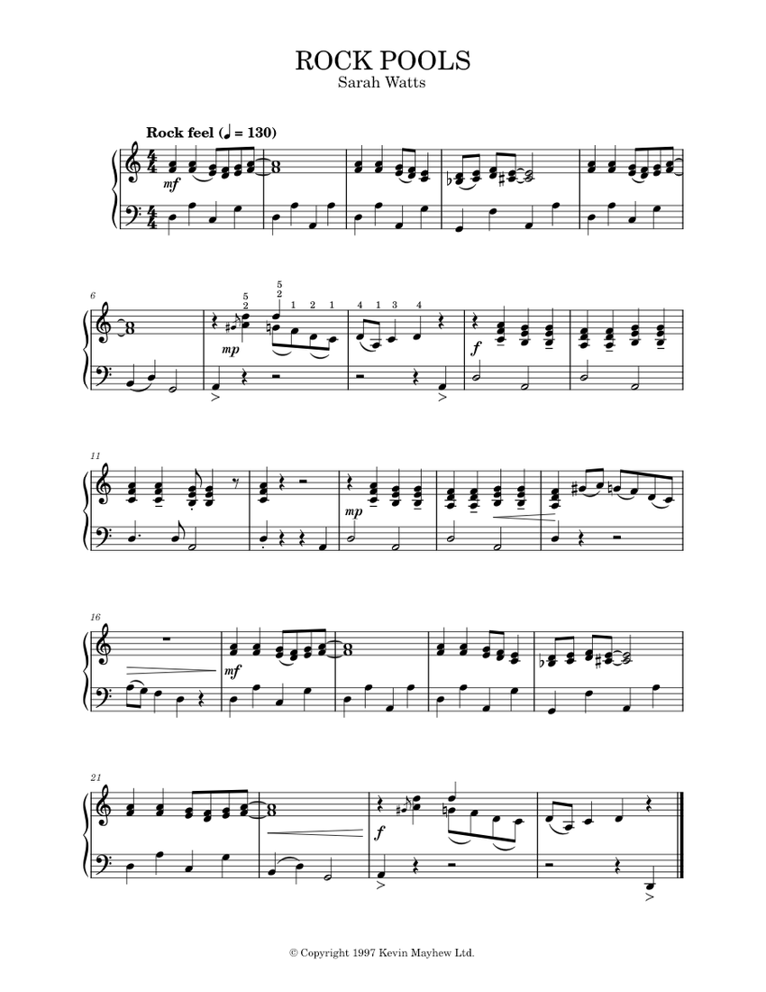 Rock Pools – Sarah Watts Sheet music for Piano (Solo) Easy | Musescore.com