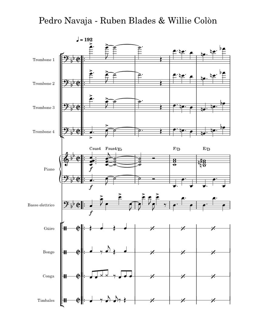 Pedro Navaja - Ruben Blades & Willie Colòn Sheet Music with Chords for ...