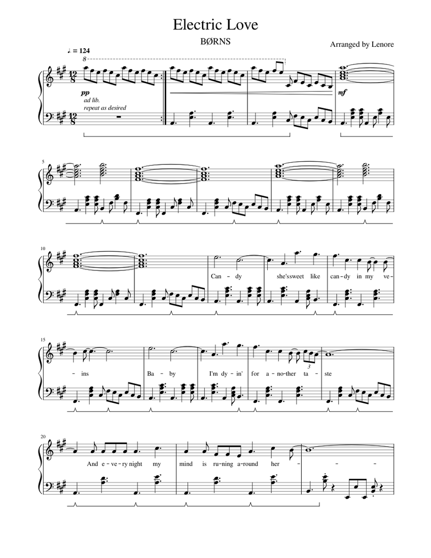 Electric Love - BØRNS (Piano) Sheet Music for Piano (Solo) | MuseScore.com