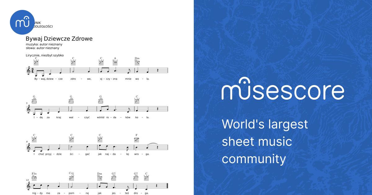 Bywaj dziewczę zdrowe - Anonymous Sheet music for Piano (Solo) Easy ...