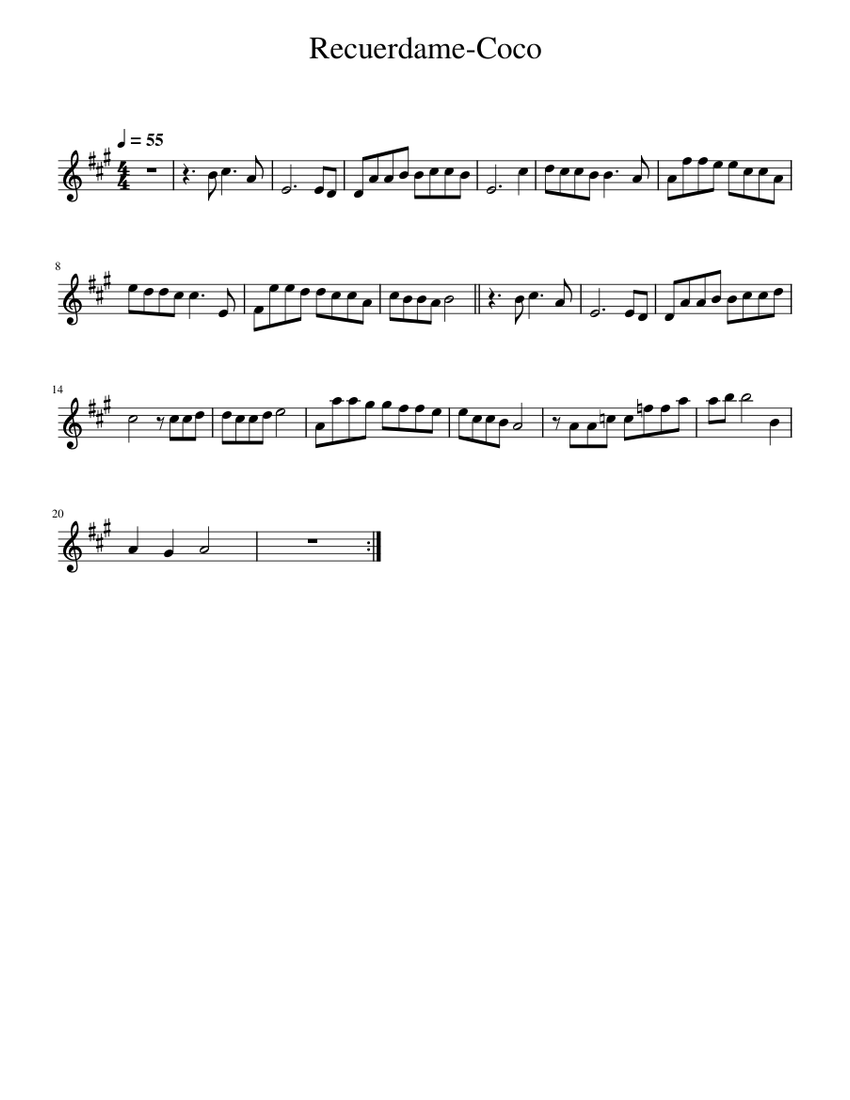 Recuerdame Coco-Saxo Sheet Music for Saxophone alto (Solo) | MuseScore.com