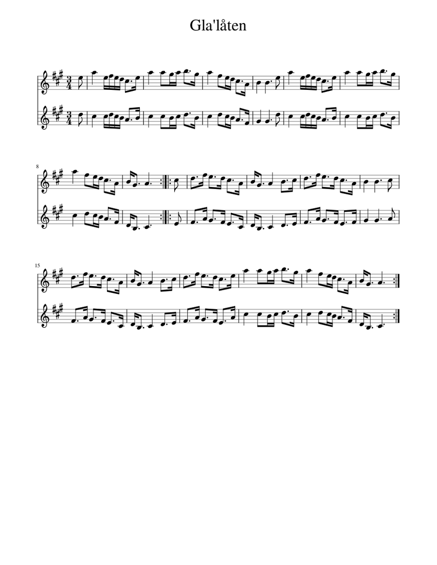 Gla'låten Sheet Music for Piano (Piano Duo) | MuseScore.com