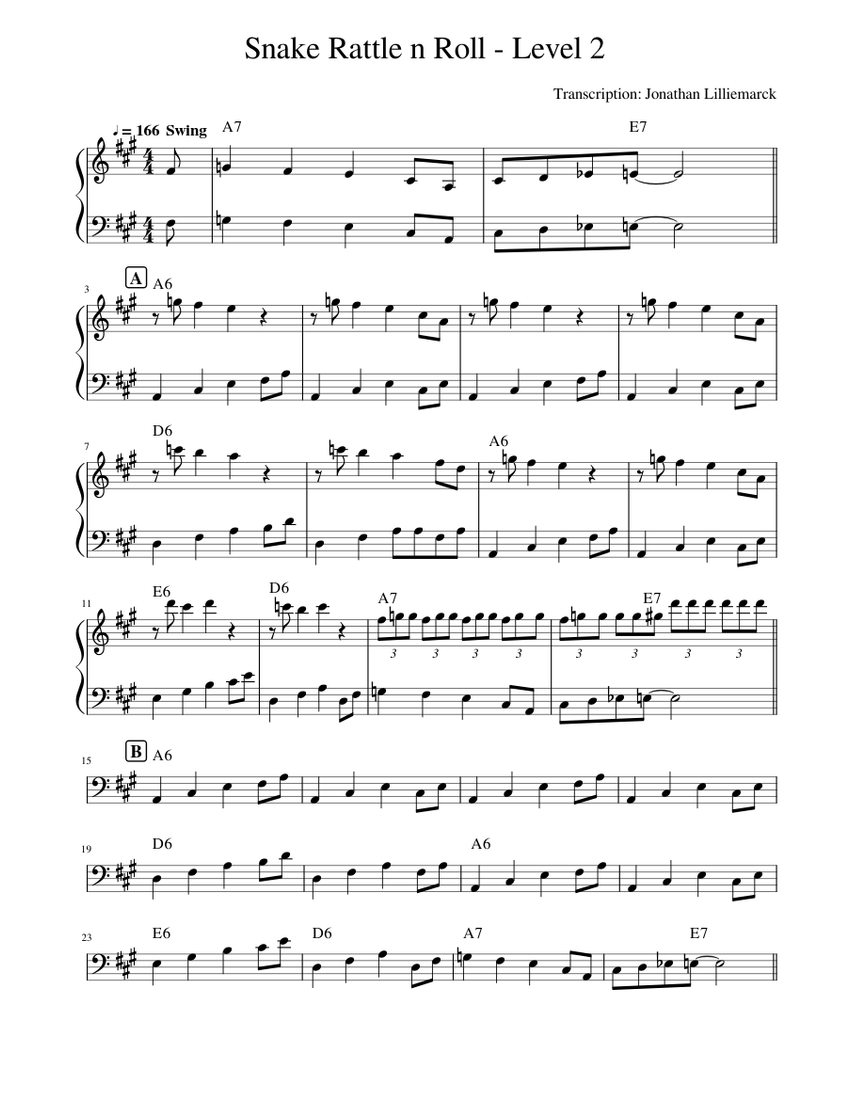 Snake Rattle n Roll - Level 2 Sheet music for Piano (Solo) | Musescore.com