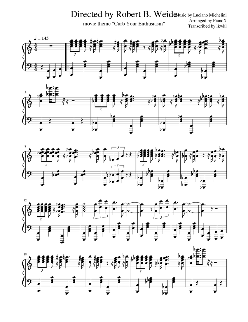 Directed by Robert B. Weide – Luciano Michelini Sheet Music for Piano ...