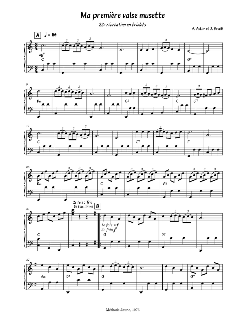 Ma Première Valse Musette – Astier A. & Baselli J. Sheet Music with ...