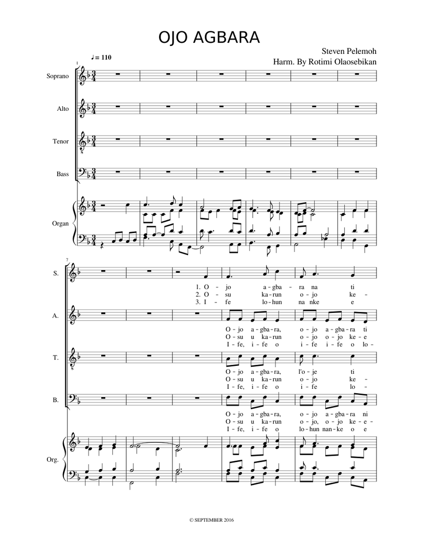 OJO AGBARA Sheet Music for Soprano, Alto, Tenor, Bass voice & more ...