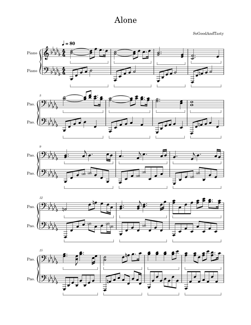 Alone-Original Sheet music for Piano (Solo) | Musescore.com