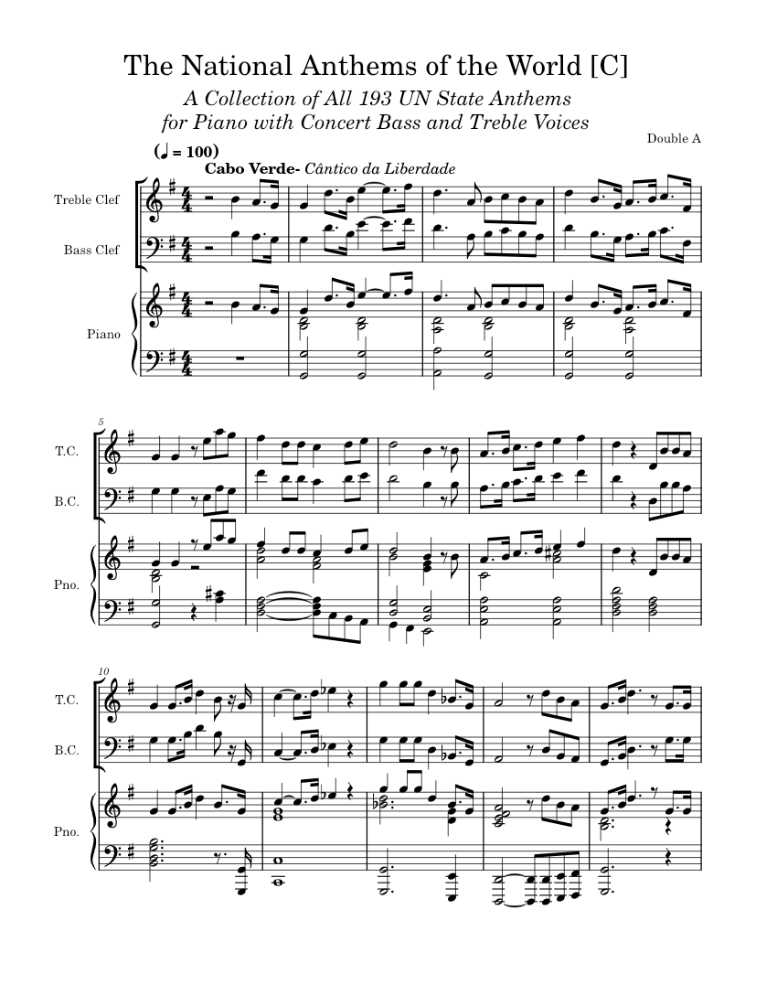 The National Anthems of the World [C] Sheet Music for Piano, Oboe ...