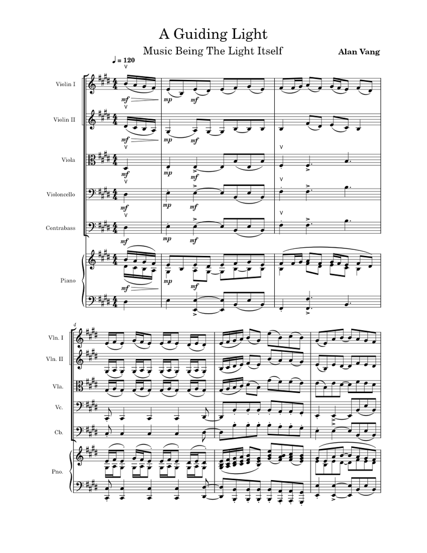 A Guiding Light (String Orchestra) - Alan Vang Sheet music for Piano ...