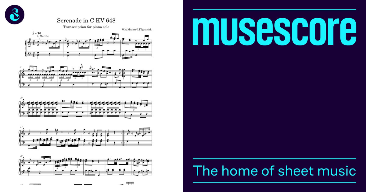 Serenade in C major, KV 648 – Wolfgang Amadeus Mozart Sheet Music for Piano (Solo) | MuseScore.com