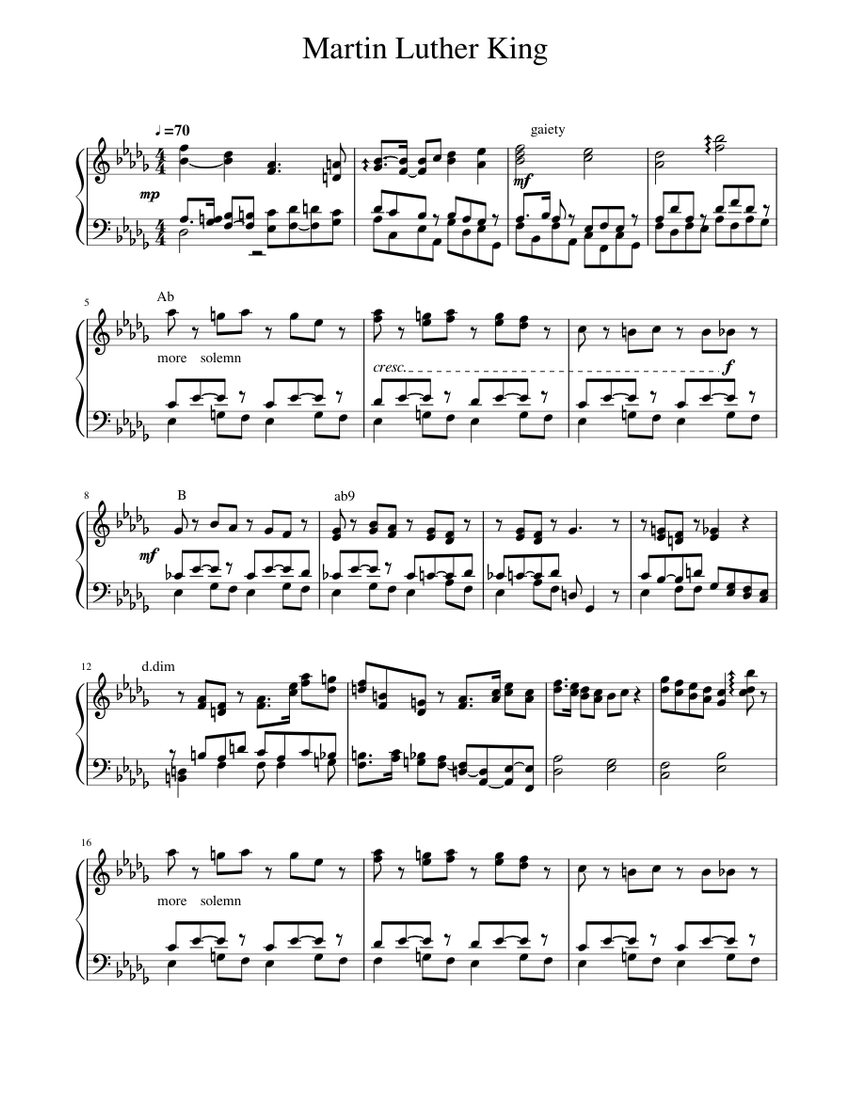 Martin Luther King Sheet music for Piano (Solo) | Musescore.com