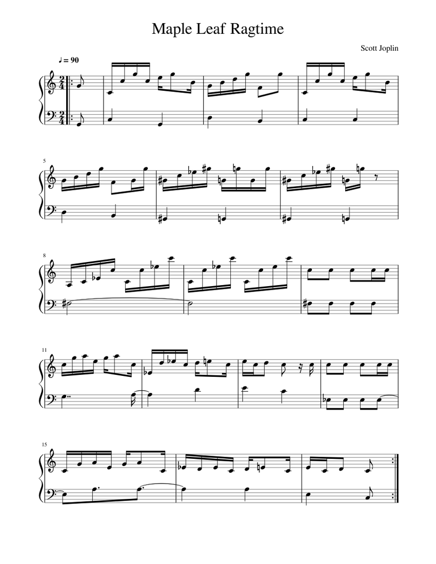 Maple leaf rag – Scott Joplin Sheet Music for Piano (Solo) Easy ...