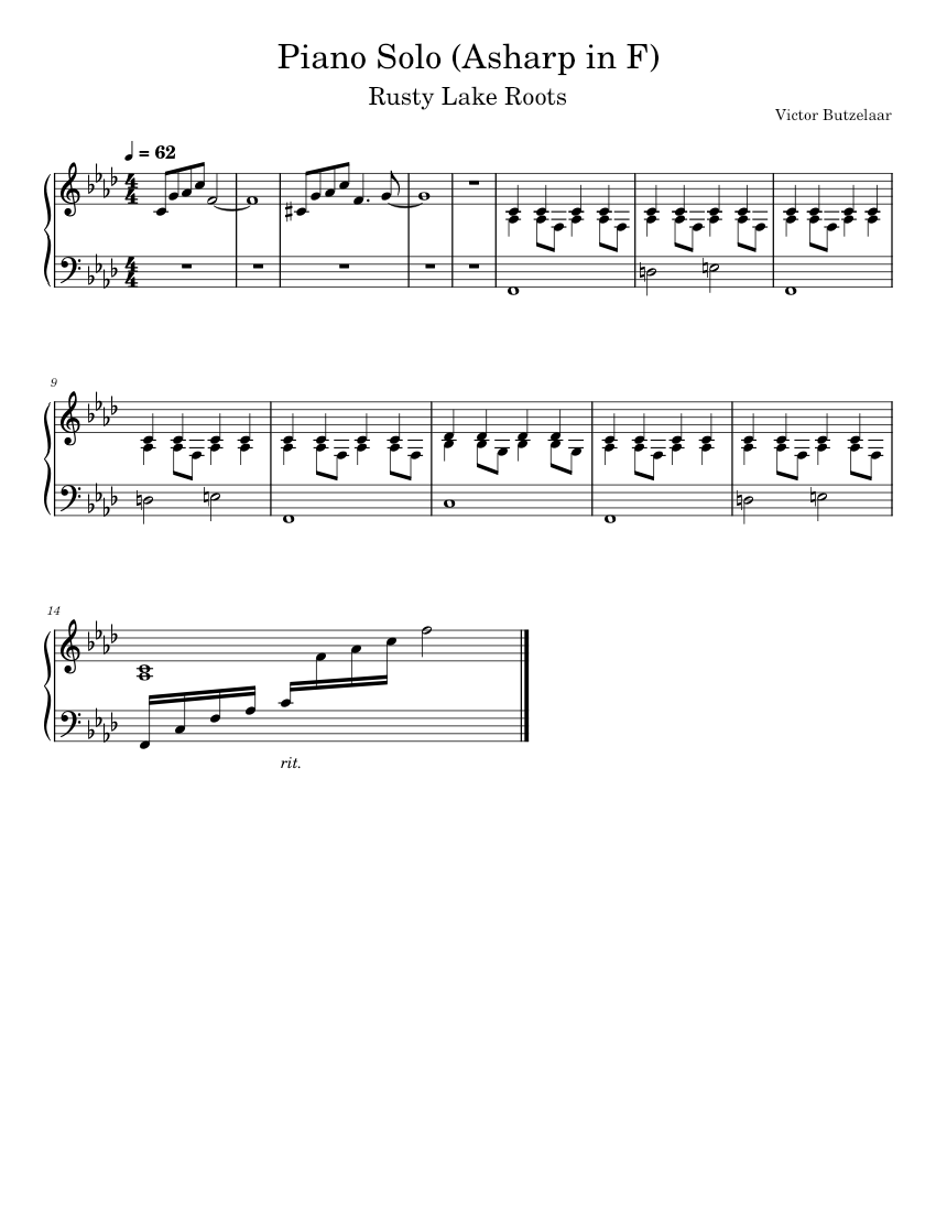 Piano Solo (Asharp in F) - Victor Butzelaar Sheet music for Piano (Solo ...