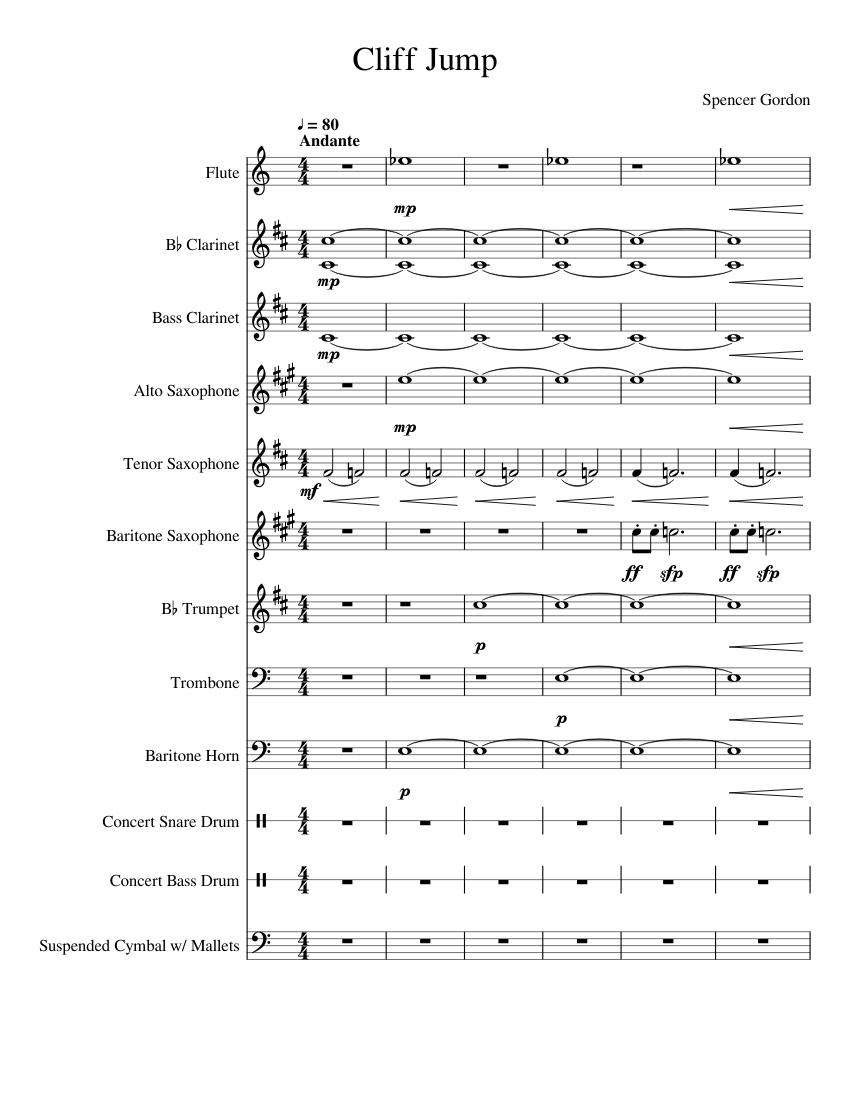 Cliff Jump Sheet music for Trombone, Flute, Clarinet in b-flat ...