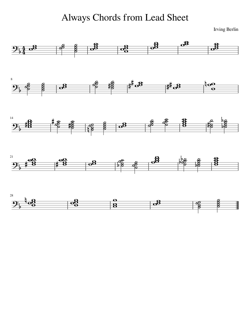 Always Chords from Lead Sheet Sheet music for Piano (Solo) Easy ...