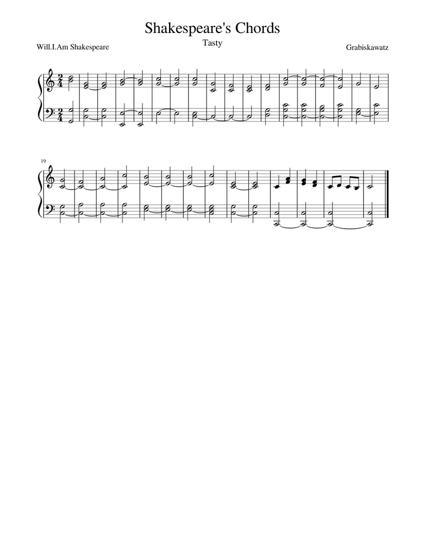Shakespeare's Chords Sheet music for Piano (Solo) | Musescore.com