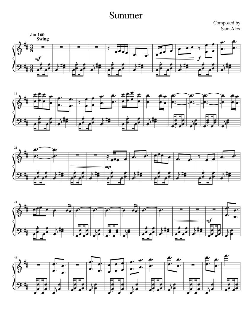 Summer Sheet music for Piano (Solo) | Musescore.com