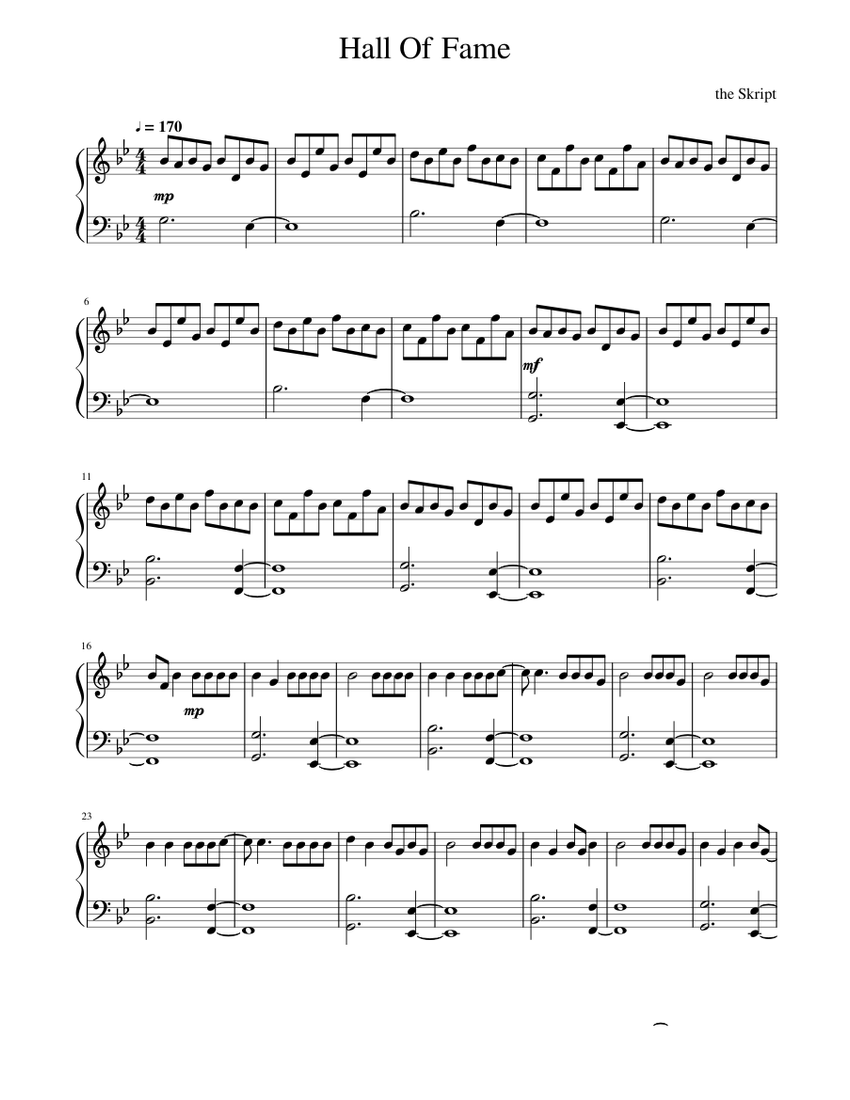 Hall_Of_Fame Sheet music for Piano (Solo) Easy | Musescore.com