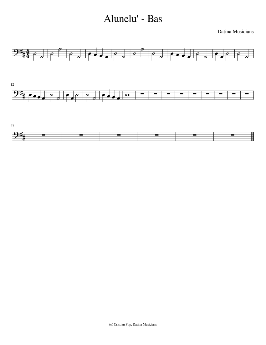 Alunelu' - Bas Sheet music for Piano (Solo) Easy | Musescore.com