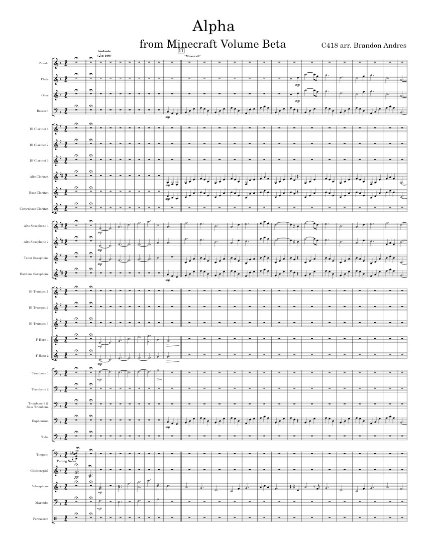 Minecraft Alpha (Volume Beta) Sheet music for Trombone, Euphonium, Tuba ...