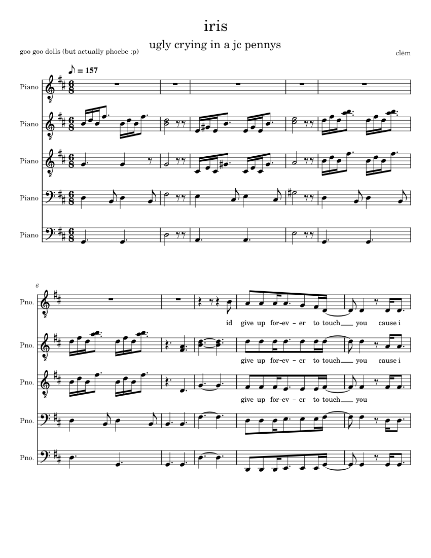 iris v1 Sheet music for Piano (A Capella) | Musescore.com