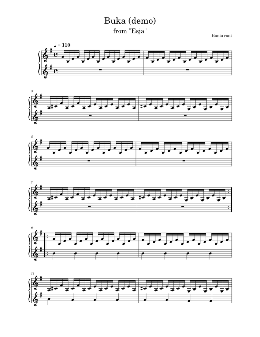 Buka (demo) - Hania Rani Sheet music for Piano (Solo) | Musescore.com