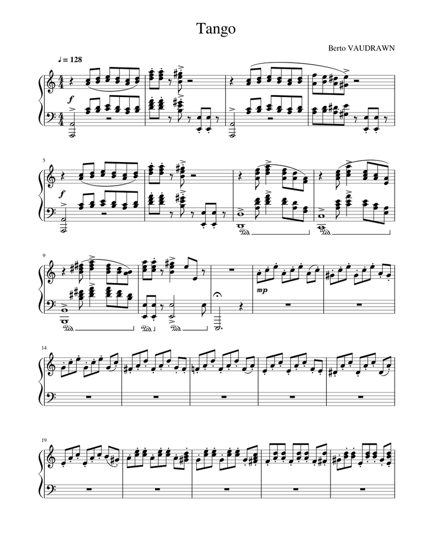 Tango - Composition for piano - Musescore Sheet music for Piano (Solo ...