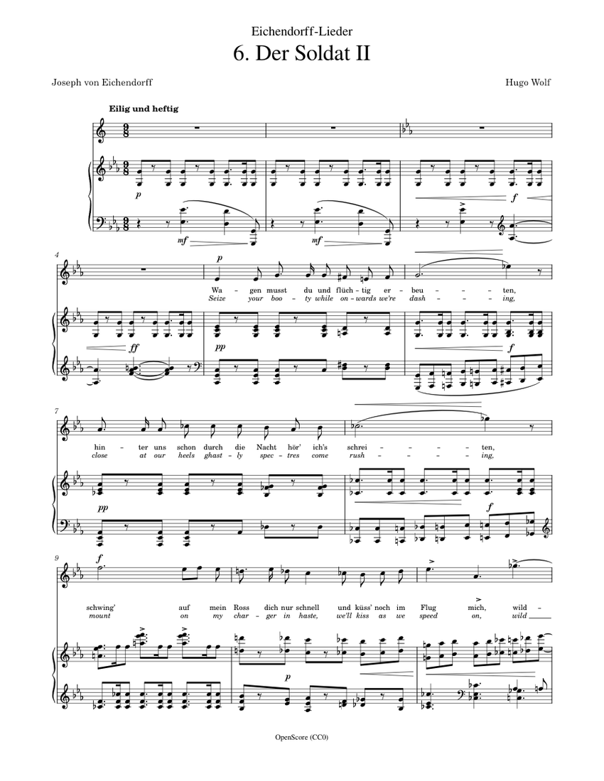 Wolf, Hugo - Eichendorff-Lieder, No.6 - Der Soldat II Sheet music for ...